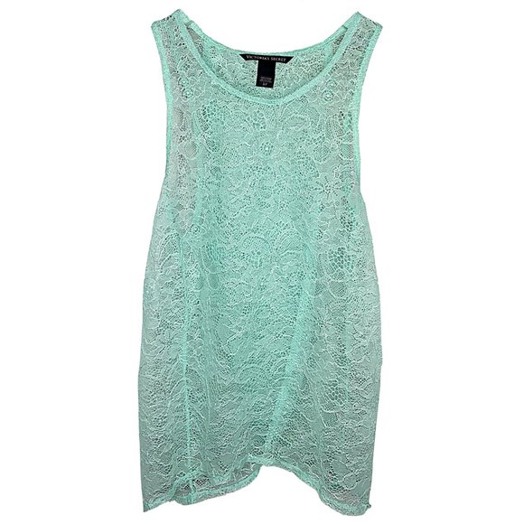 Victoria's Secret | Tops | Victorias Secret Sheer Lace Open Back Tank ...